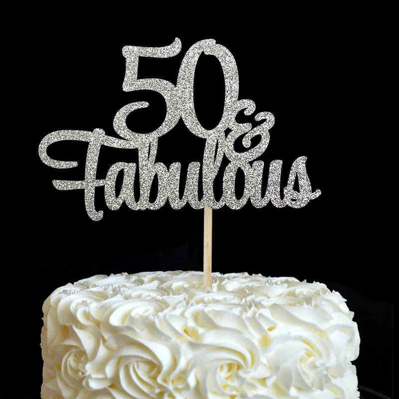 Kitchen, Dining & Bar 50th Birthday Anniversary Cake Topper 50 Gold ...