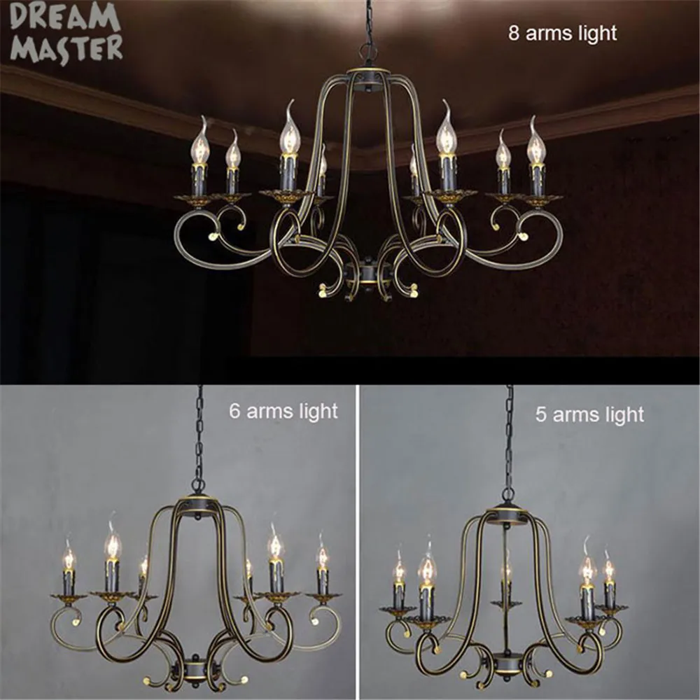Classic 5/6/8 Lights American Vintage Candle Lustre pendant lights ...