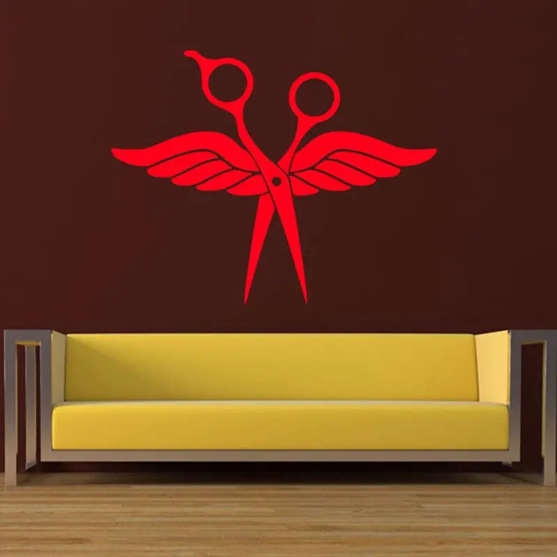 Barber Shop Sticker Name Scissors Hair Salon Decal Neutral Haircut