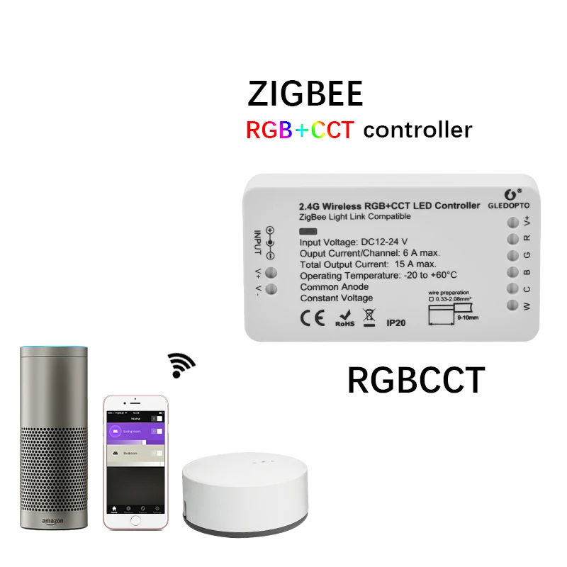 Zigbee Led Strip Rgb Cct Controller 12v 24v 15a Output Lightify Tradfri ...