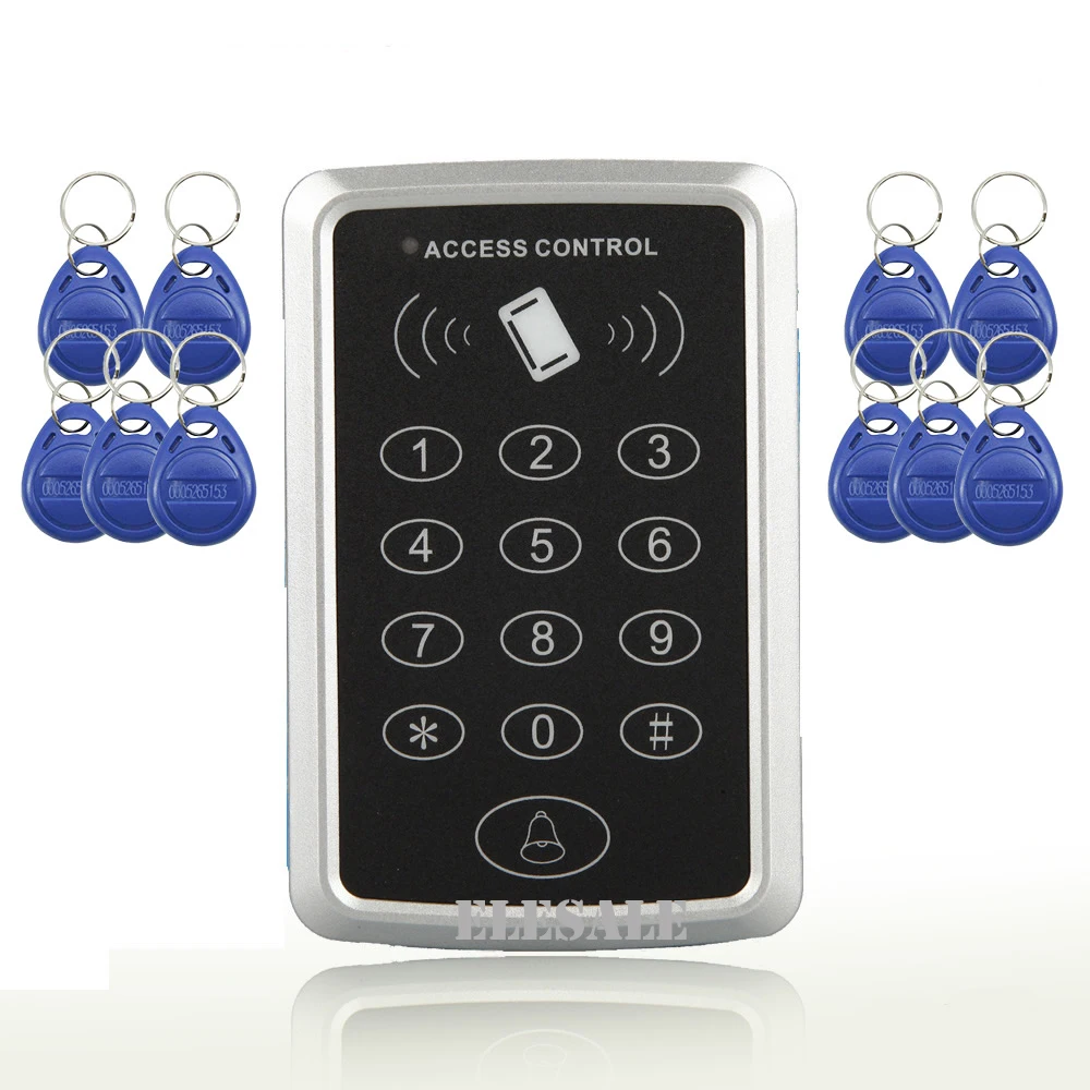 New RFID Access Control Keypad + 10 RFID Keyfobs Tags Proximity Door ...