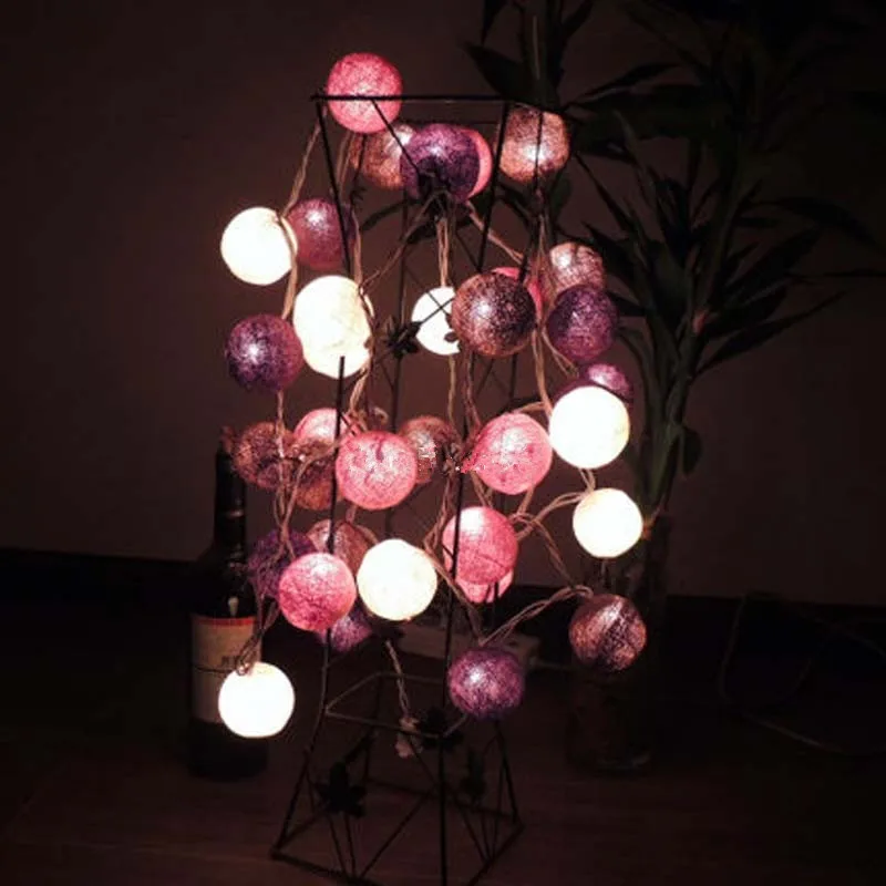 3.9M 35 Balls/set Coffee Fabric Cotton Ball String Fairy Lights ...
