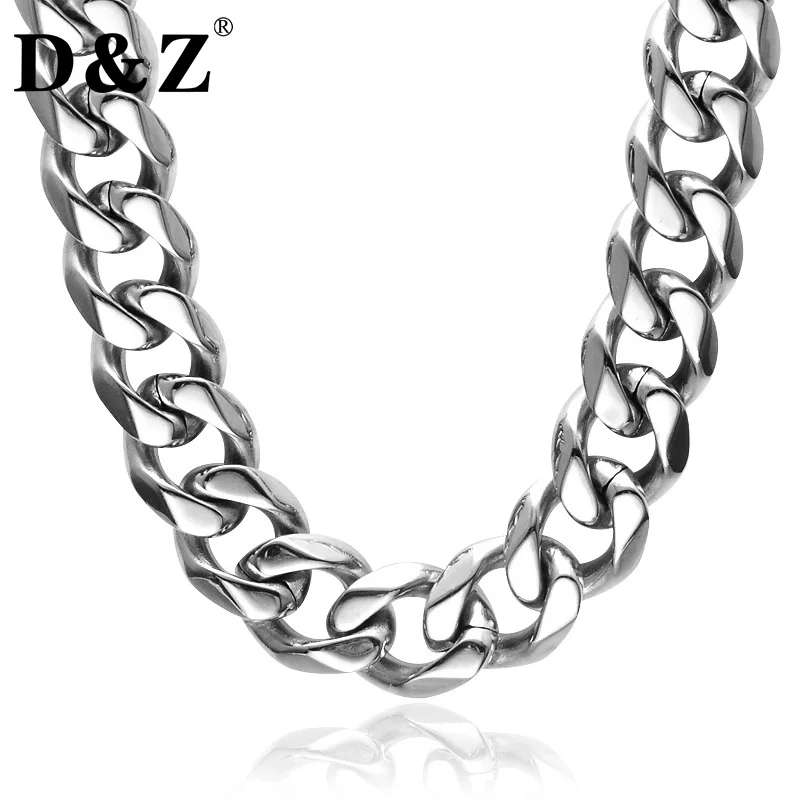 D & Z moderno color plateado 24 pulgadas hombres collar 316L Acero ...