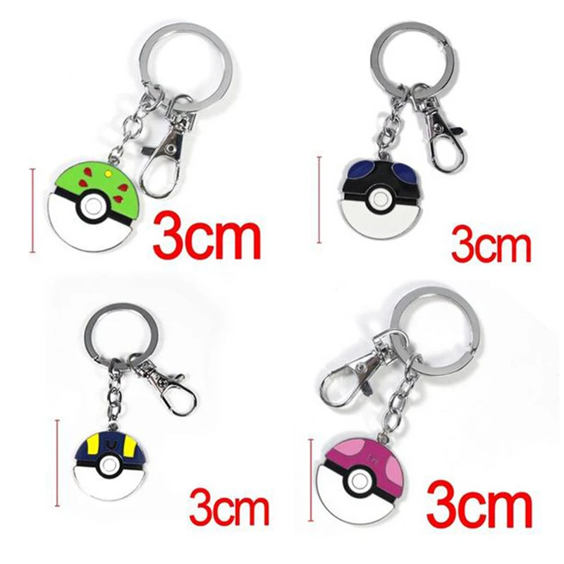 Free shipping Pokemon pokeballs keychain with 12 types pendant 3cm car ...