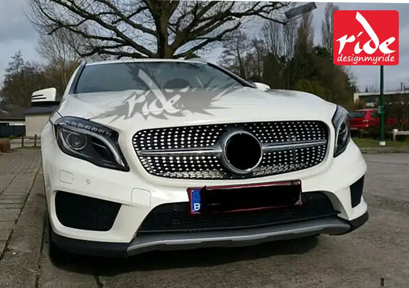 ベンツ GLA X156 ダイヤモンドフロントバンパーグリル ABS シルバー GLA180 GLA200 GLA250 GLA45 中央なし ...