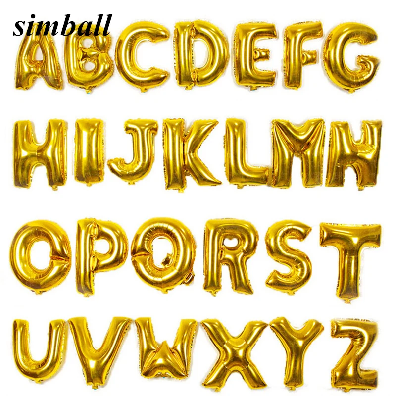 Globo-inflable-de-aluminio-con-letras-doradas-y-plateadas-suministros ...