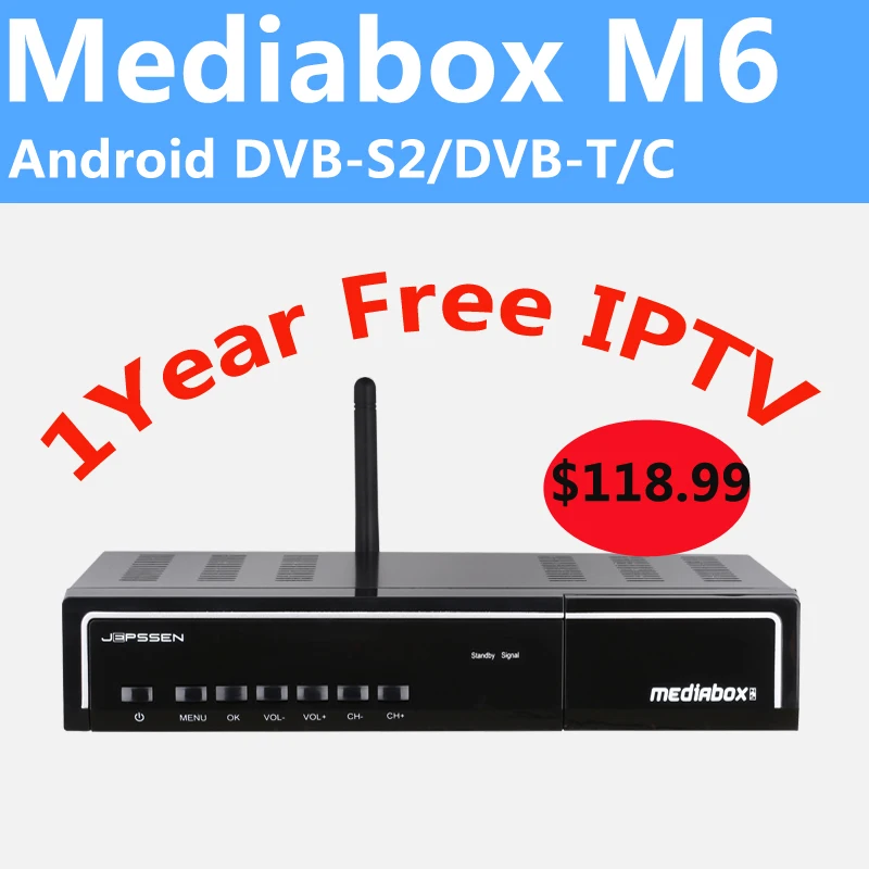 Android DVB S2 DVB T2/C u4 QUAD Hybrid TV Box Jepssen Mediabox M6 Built in 300Mbps Wifi 1G+8G ...