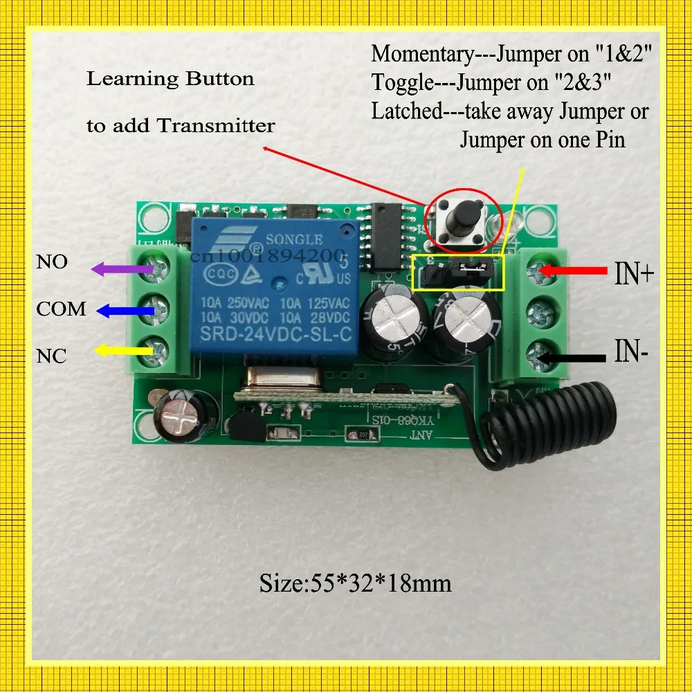 DC 24V 10A Relay Remote Control Switch Power Remote ON OFF RF Wireless ...