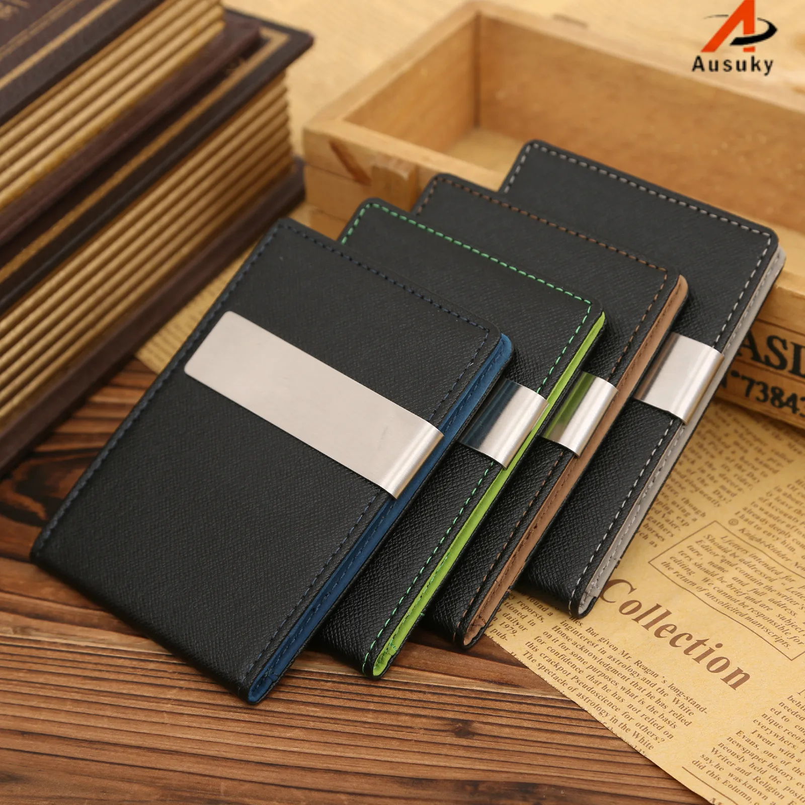 High Quality soft PU leather money clip coin pocket slim money clip for ...