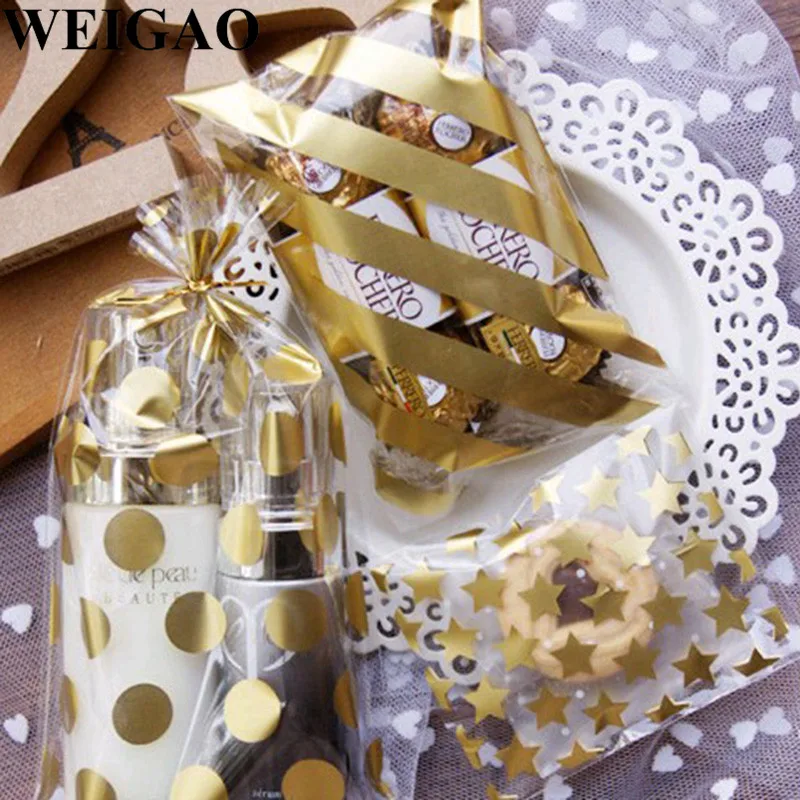WEIGAO 20Pcs Gold Candy Bags Polka Dot Christmas Bags For Xmas Party ...
