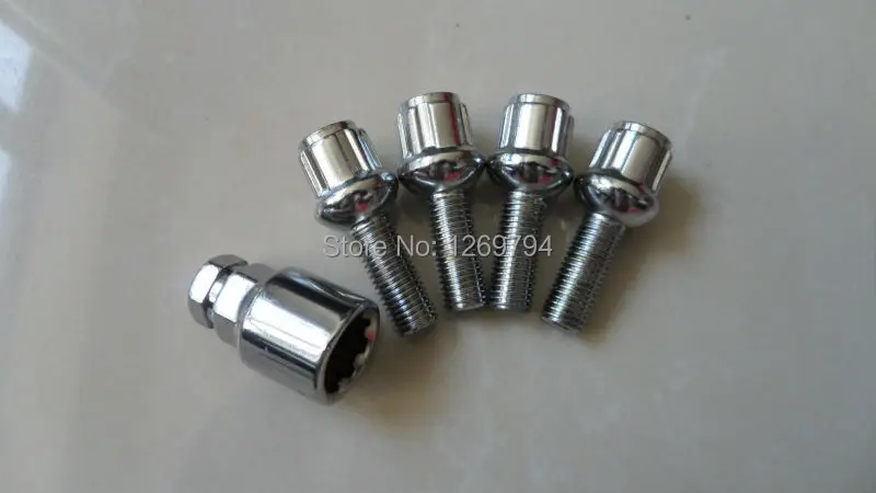 Locking Wheel Lug Bolts M14x1.5 Shank 24mm Overall Length 50mm Conical ...