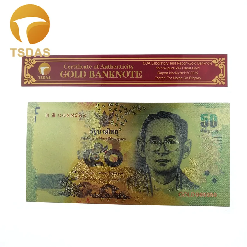 Colorful Gold Banknote 24k Gold Plated Thailand Design Golden Banknote ...