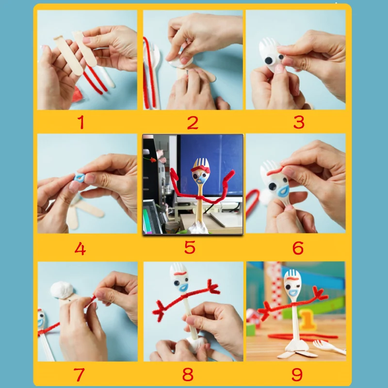14cm Toy Story 4 DIY Forky Buzz Lightyear Cartoon Woody Jessie Action ...