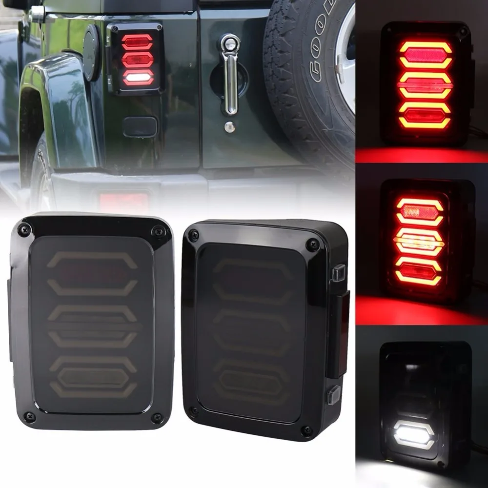 Free Shipping Smoke Diamond Led Tail Lights For Jeep Wrangler Jk Brake ...