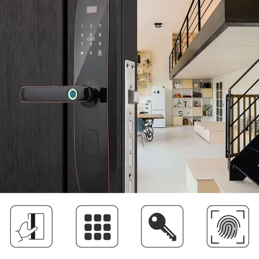 Smart Touch Screen Door Lock Card Fingerprint Password Unlock with ...