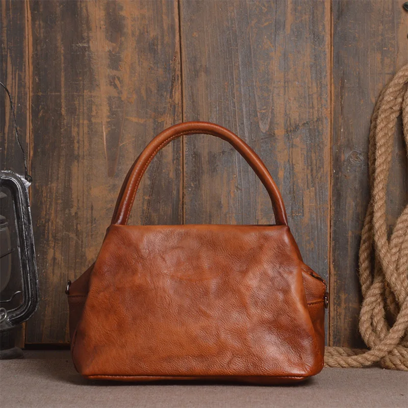 Real Leather Nature Cow Skin Soft Handbag Vintage Handmade Women Luxury ...