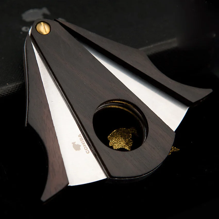 Rosewood Double Blades Stainless Steel Cigar Cutter Pocket Gadget Knife ...