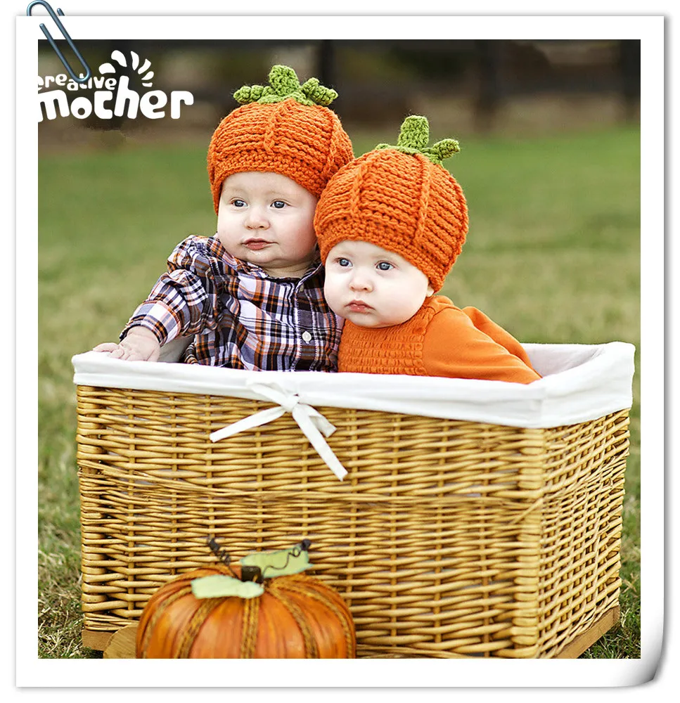 Newborn-Photography-Props-Pumpkin-Costume-Baby-Knit-Hat-Pumpkin-Set ...