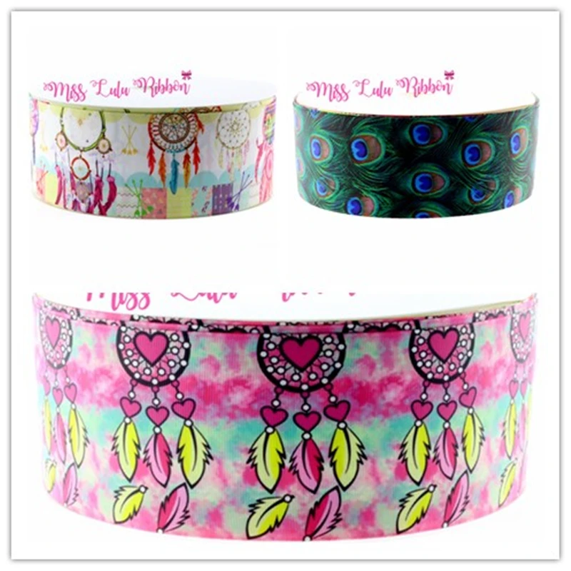 6mm-75mm Beautiful Animal Feathers Printed Grosgrain Ribbon Diy ...