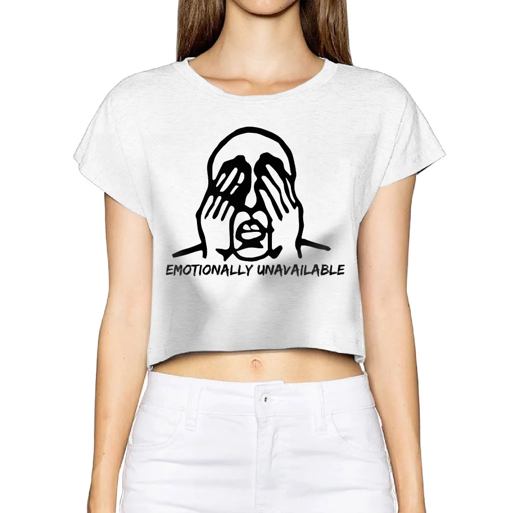 AGARY&EASY Midriff baring Women T Shirt Emotionally Unavailable Woman ...