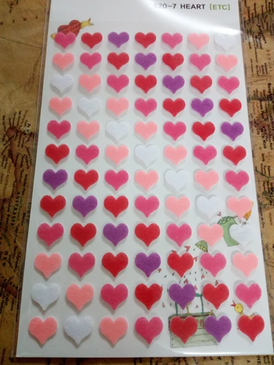 Pretty Colorful Rainbow Color Heart Printed Felt Sticker Diy Nonwoven ...