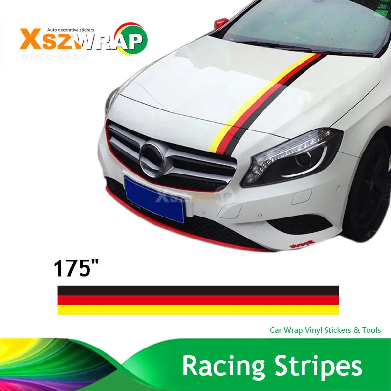 (450*15cm/Roll) 175" German Flag Racing Stripes Stickers Hood Stickers ...