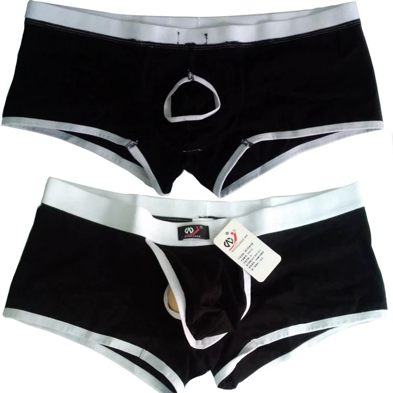 Wang Jiang Underwear Men Boxer Shorts Cotton Open Front Sexy Mens ...