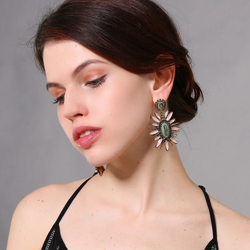 Floral Pending Patterned Big Earrings for Women Ear Piercing Chunky ...