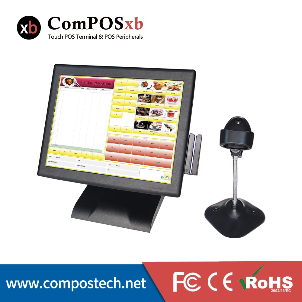 Supermarket 15'' Touch Screens Cash Register POS Machine All In One Pos ...