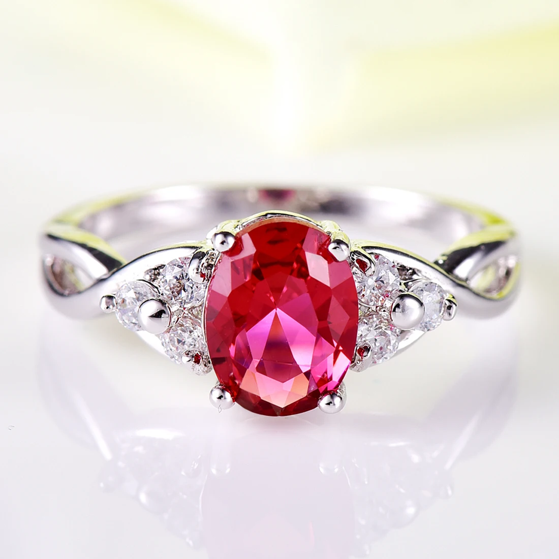 Women trendy hot sale red ring high quality party jewelry wedding ...