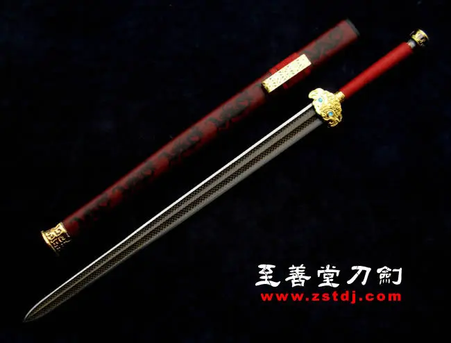 Three Kingdoms weapon red and black Sun Quan sword carbon steel ...