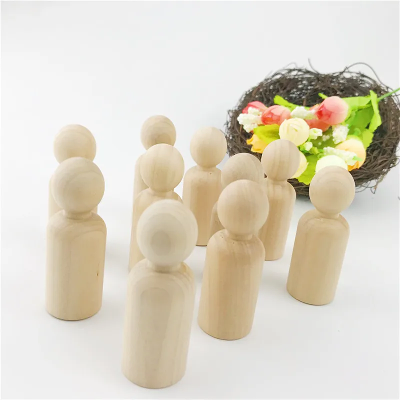 10pcs Wooden Man Peg People Nesting Set Peg Dolls Crafts DIY Toy ...