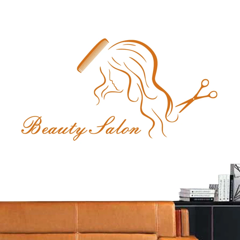 Beauty Salon Sticker Hair Salon Wall Decal Barber Shop Scissor Vinyl ...