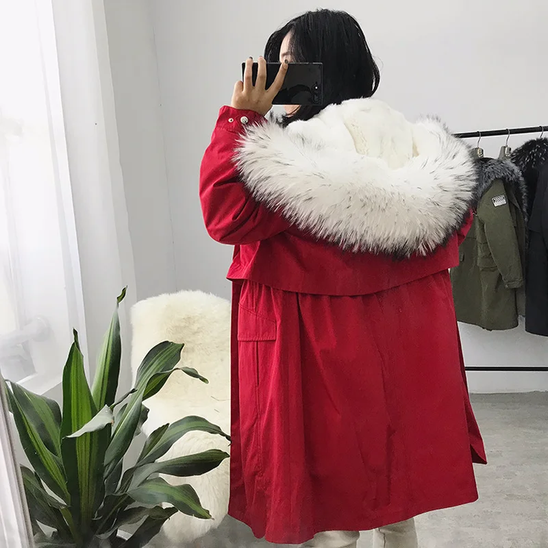 2018 New Natural Real Raccoon Raccoon Fur Collar Hood Rex Rabbit Fur