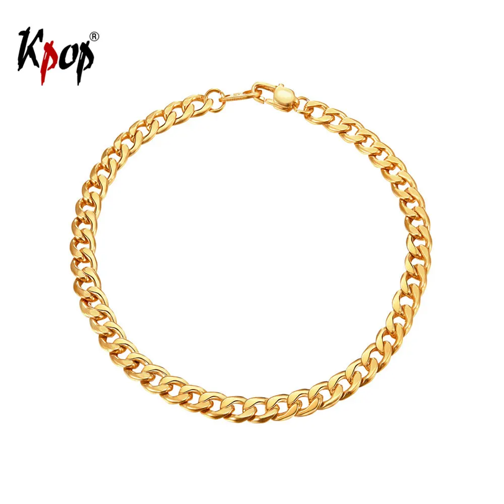 Kpop Chain Bracelet Rock Punk Jewelry Stainless Steel Gold Black Color ...