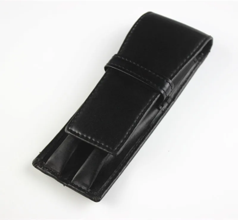 Black Double Pen Case Pouch Leather Fountain Pen Case Roller Pen Case ...