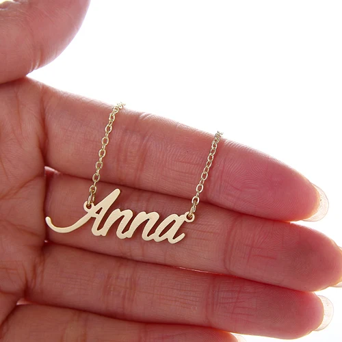 Girl Name Anna Charm Necklace For Women Stainless Steel Gold Color ...