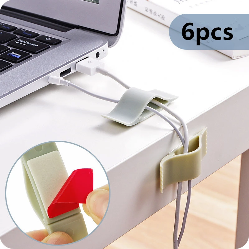 Clips 6PCS Cute Strong Stick Cable Plug Housing Hanger Hooks Creative ...