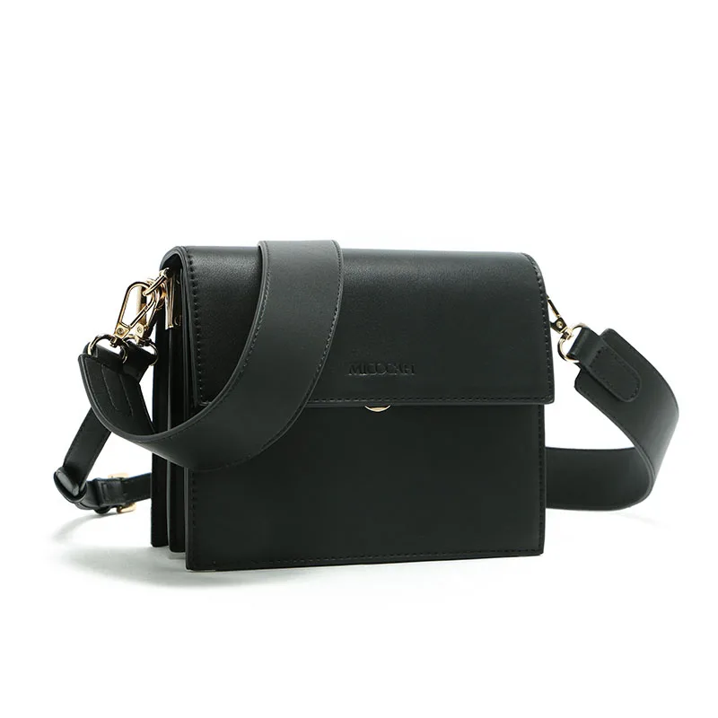 Wide Strap Crossbody Bag Black | semashow.com