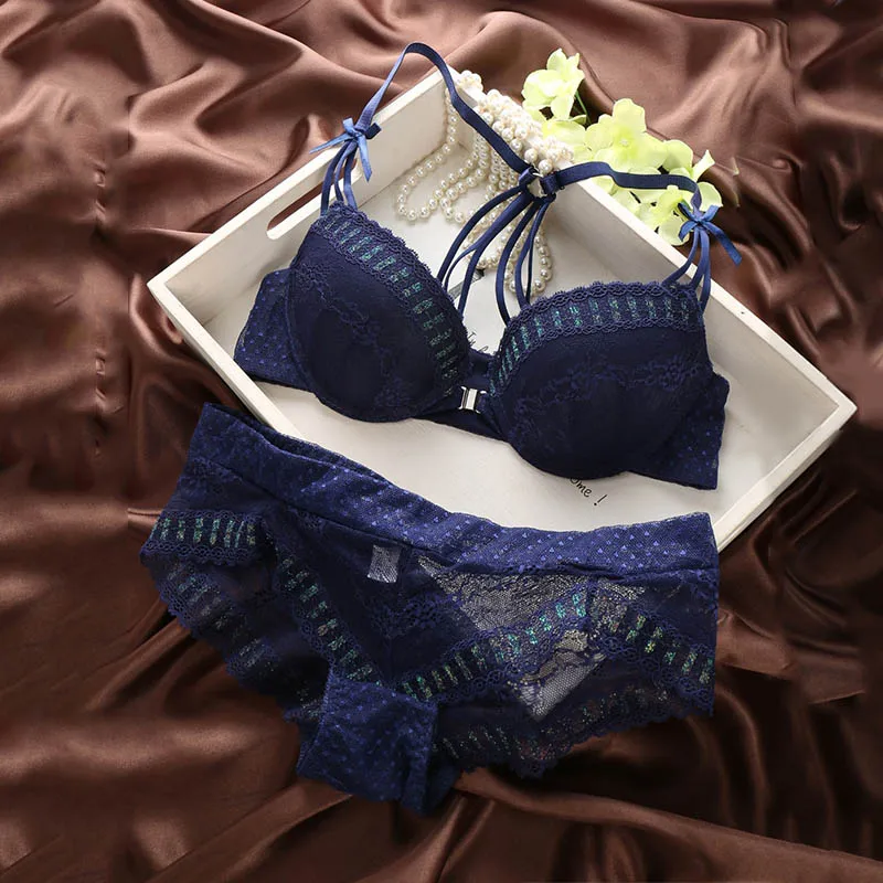 Japanese Sexy Lace Women Bra Set White Black Adjustment Type Bra And