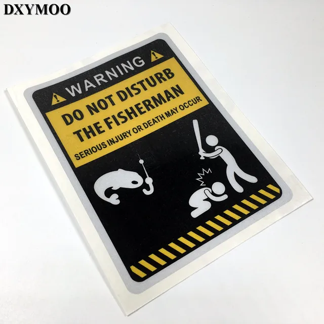 3 Sizes Danger Warning Fishing Lure Boat Fisherman Car Stickers ...