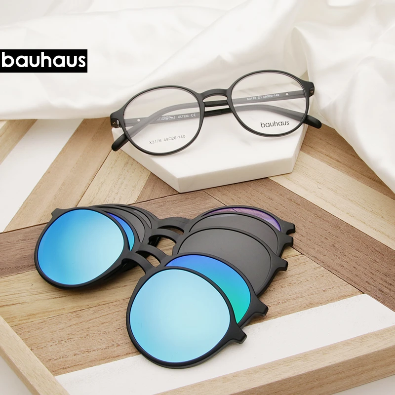 Bauhaus Brand Classic Clip On Sunglasses Men Women Magnet Eyewear ...