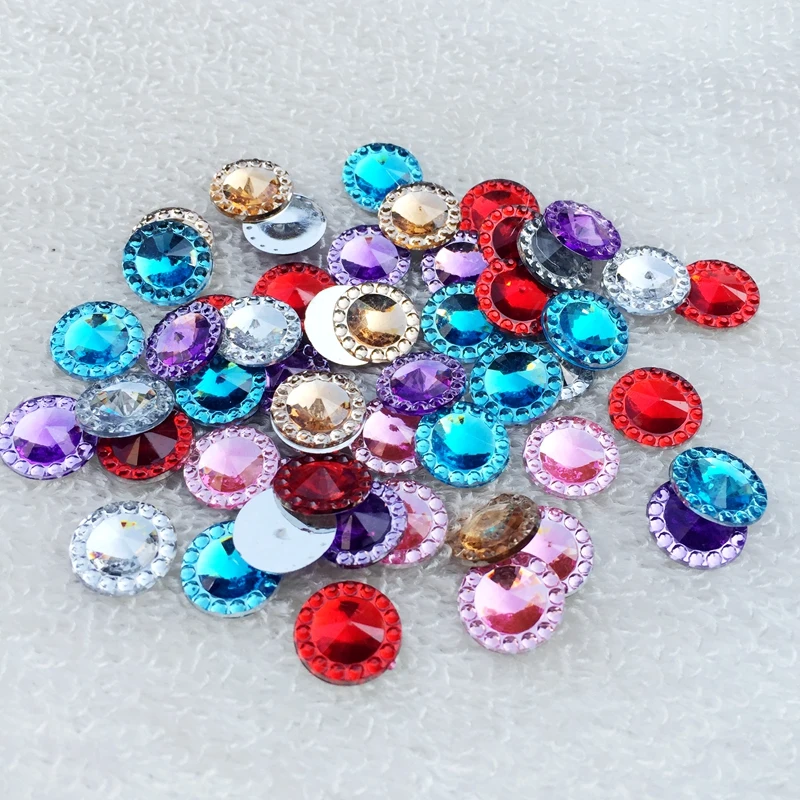 100pcs 12mm Mix Color Shiny Small Round Rhinestone Flat Back Cabochon ...