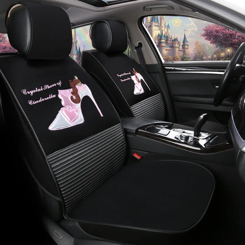 Полностью розовые Чехлы для автомобильных сидений для девушек, женские ...