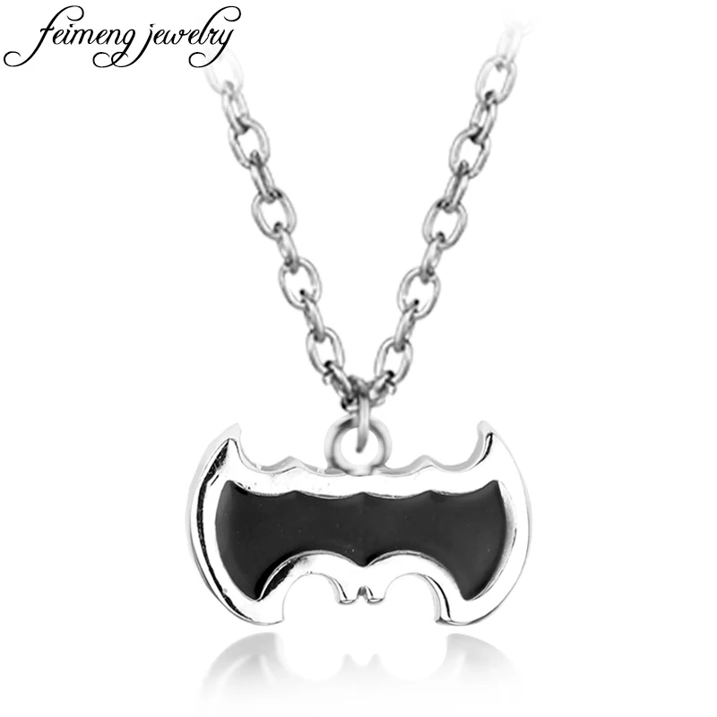 DC Super Hero Batman Necklace Superhero Bat Logo Black Enamel Charm ...