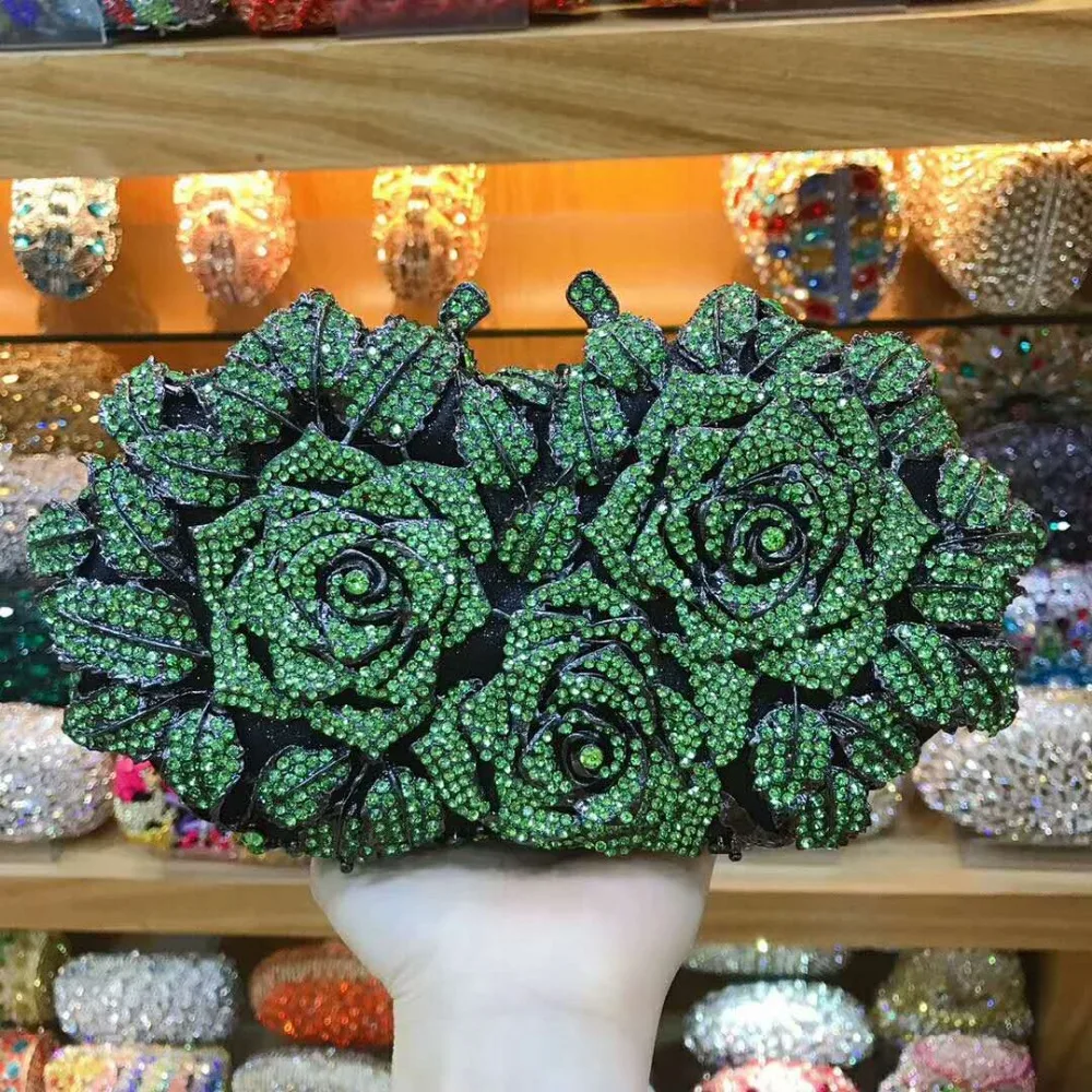 Women Pink/Red/Green/Purple Rhinestones Clutch Bag Women Crystal ...