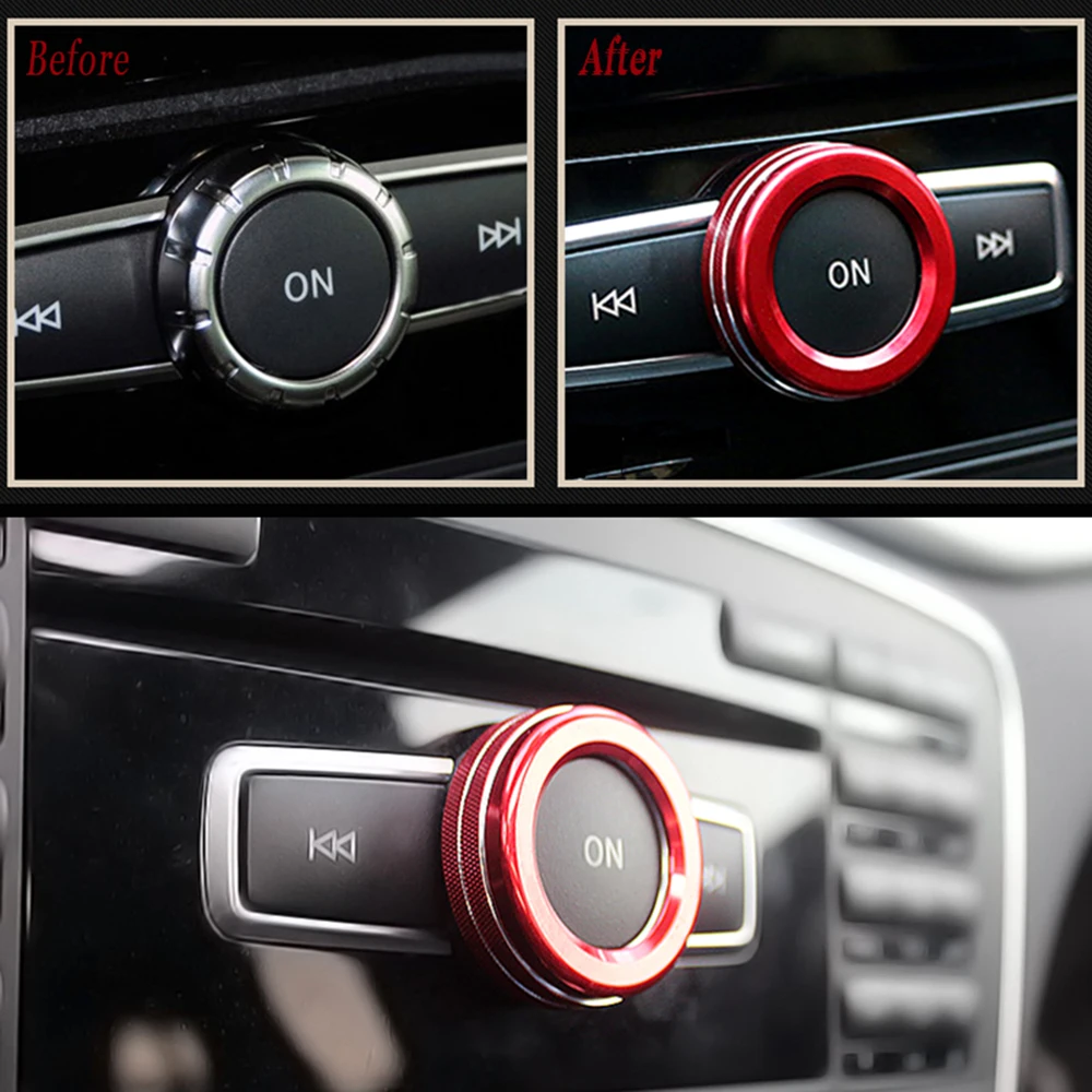 Car Volume Knob Decoration Ring Sticker For Mercedes Benz A B Class Glk ...