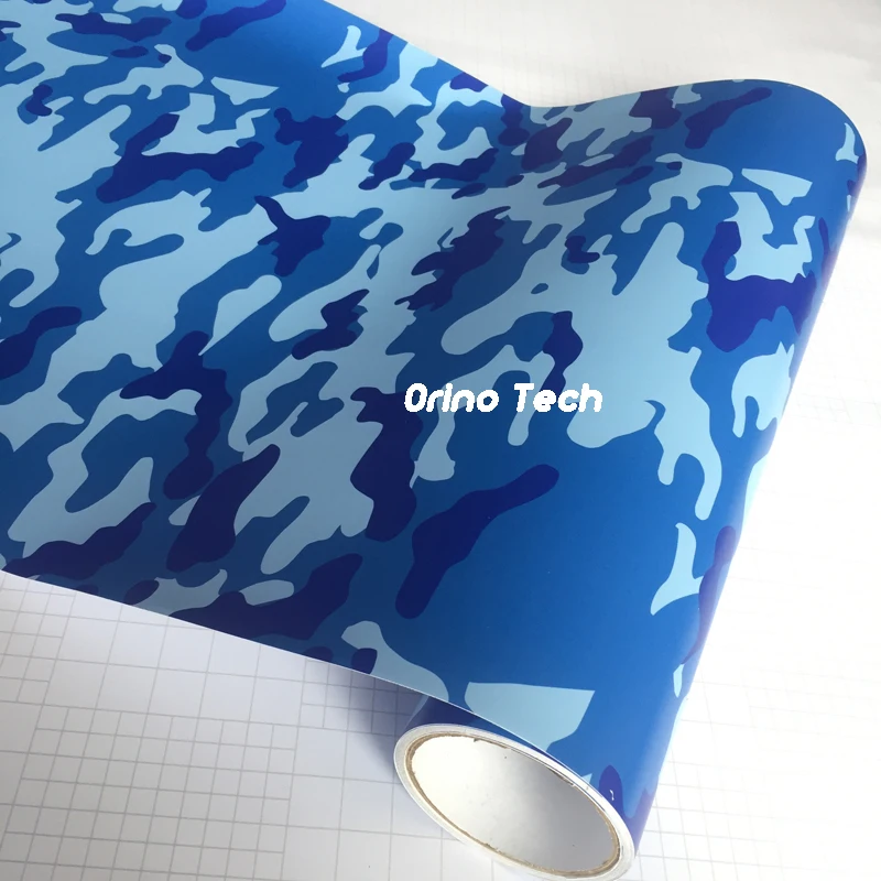 1 Roll Blue Jumbo Camo Car Scooter Vinyl Wrap PVC Camouflage Printed ...