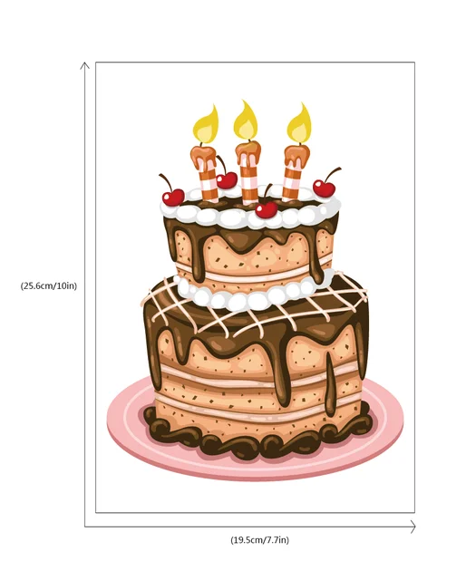 Aliexpress.com : Buy Delicious Printed Birthday Cake Vinyl Wall Sticker ...