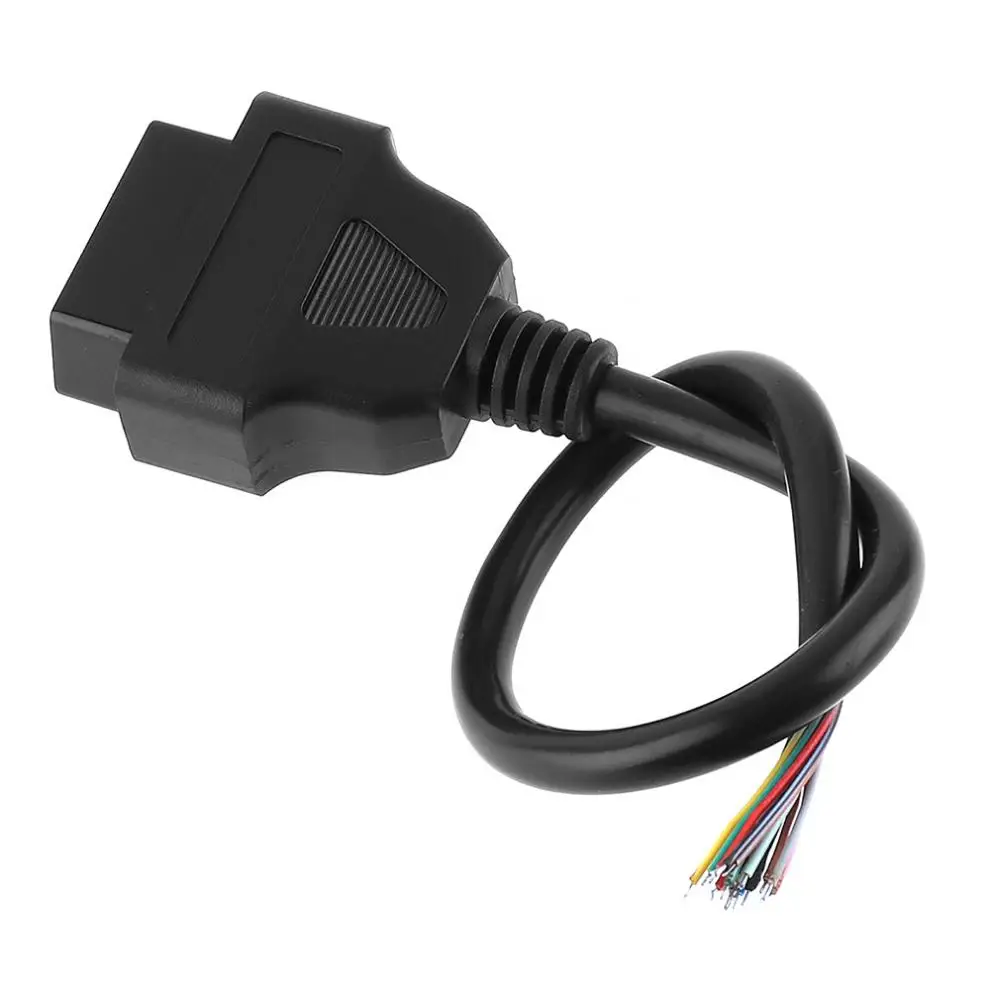 OBD II 16Pin Female Extension Connect Opening Cable Line Car Diagnostic ...